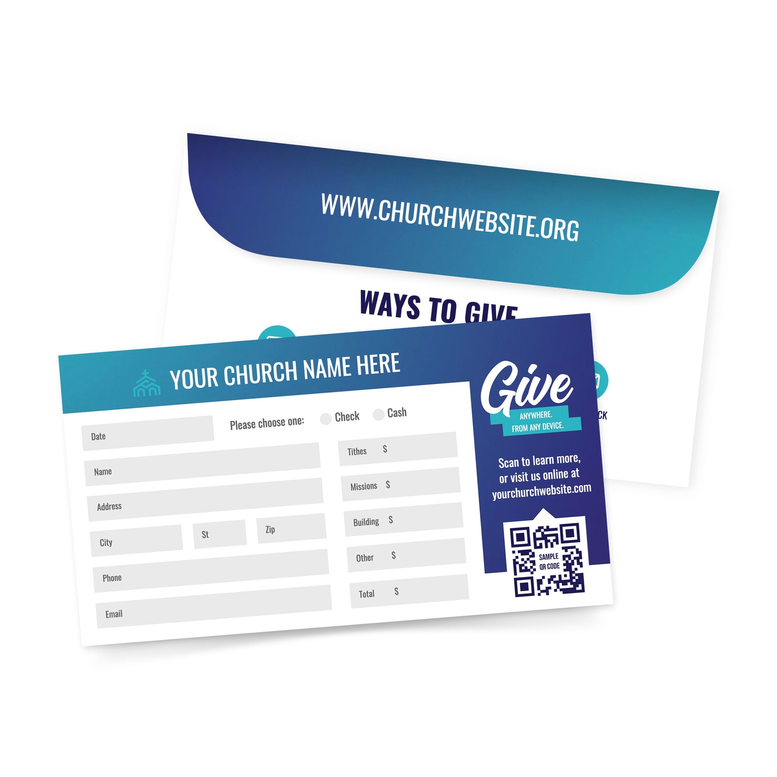 Mini Giving Cards - Soft Blue – Tithely Print