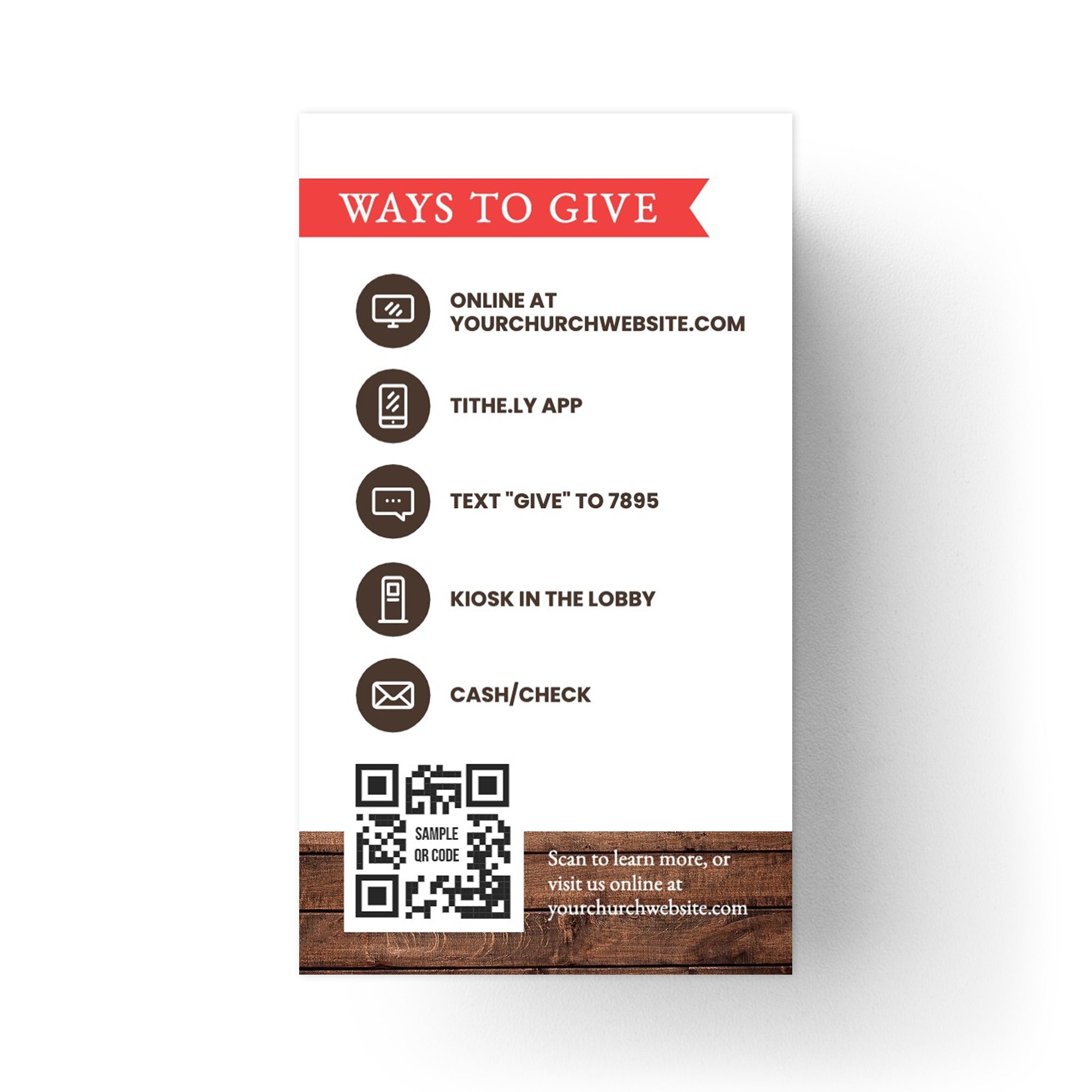 Mini Giving Cards - Woodgrain – Tithely Print